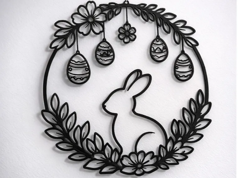 Easter Bunny Wreath – Filigrane Oster-Wanddeko - Free 3D Print Model ...
