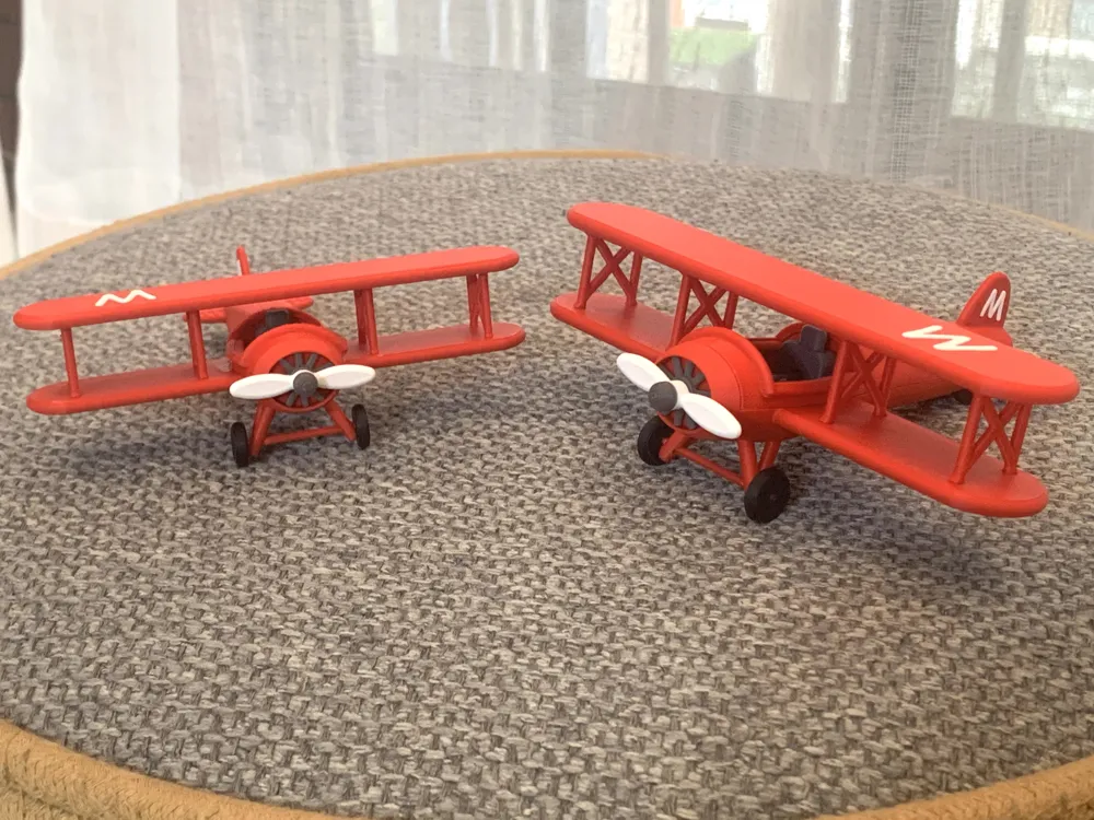Biplane Model - Propellers Rotate Interactively, Mini Printable, No AMS ...