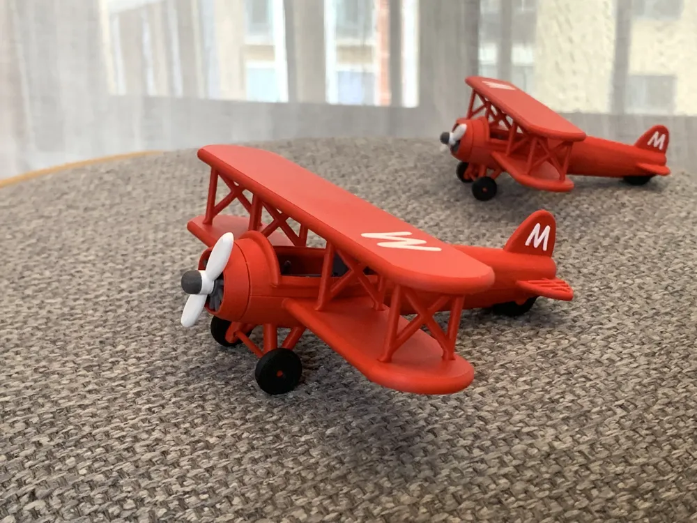 Biplane Model - Propellers Rotate Interactively, Mini Printable, No AMS ...