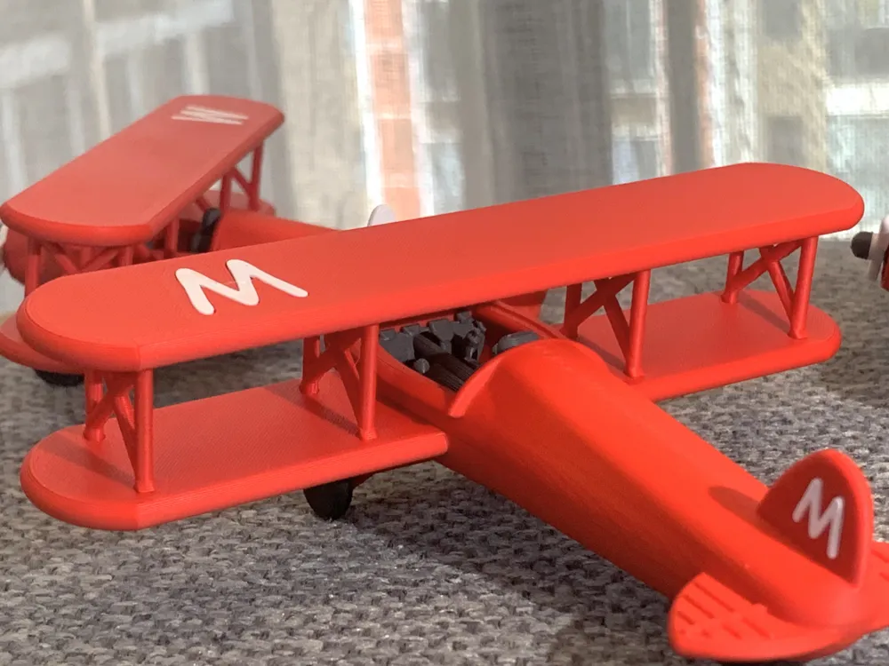 Biplane Model - Propellers Rotate Interactively, Mini Printable, No AMS ...