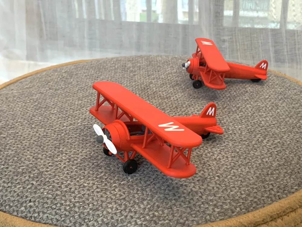 Biplane Model - Propellers Rotate Interactively, Mini Printable, No AMS ...