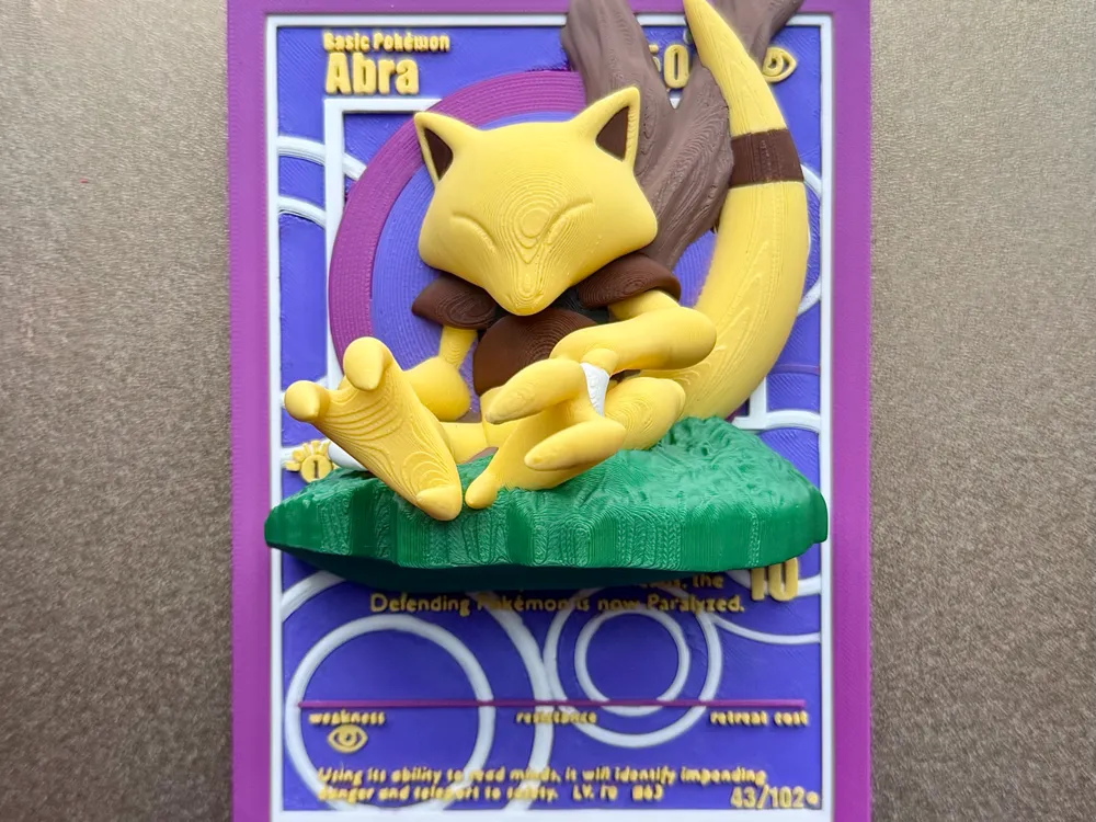 Abra 3D Printable Pokémon Card; Pokemon TCG - Free 3D Print Model ...
