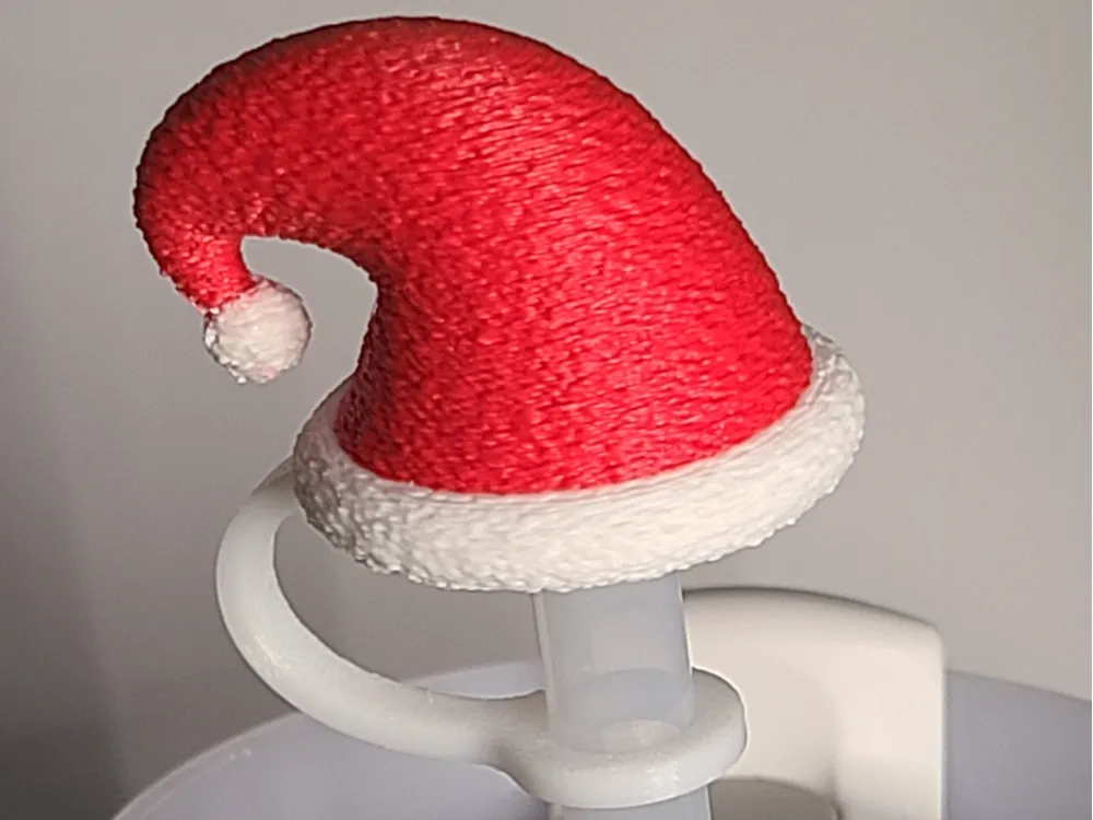 Santa Hat Straw Topper - Free 3D Print Model - MakerWorld