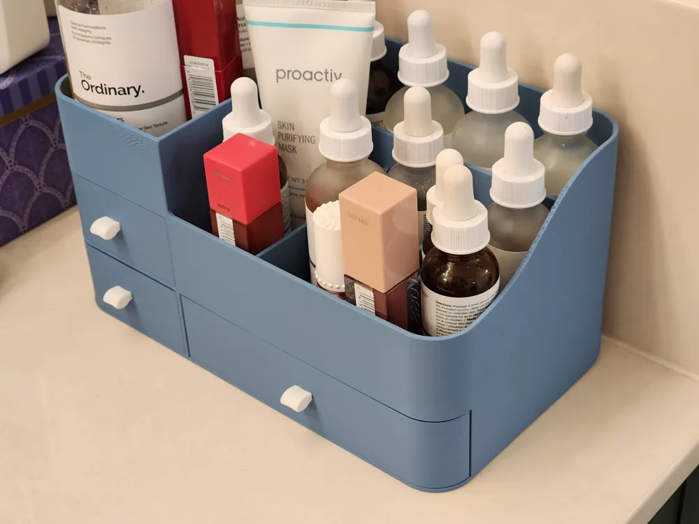 Tiered Vanity Organizer with Drawers - Free 3D Print Model - MakerWorld