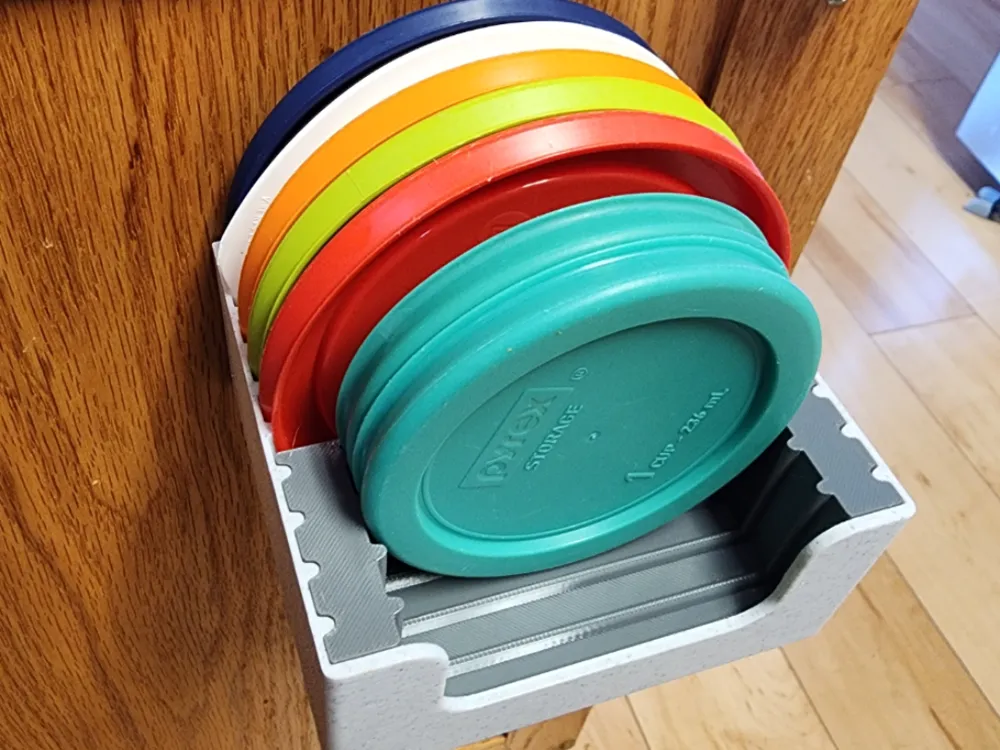 Pyrex Tupperware Lid Holder - Shelf or Door Mount - Free 3D Print Model ...