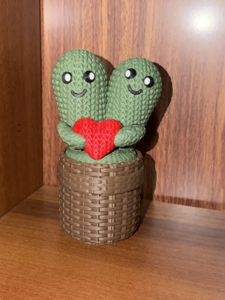 Hugging Cactus Valentine Planter & Storage Box - Free 3D Print Model ...