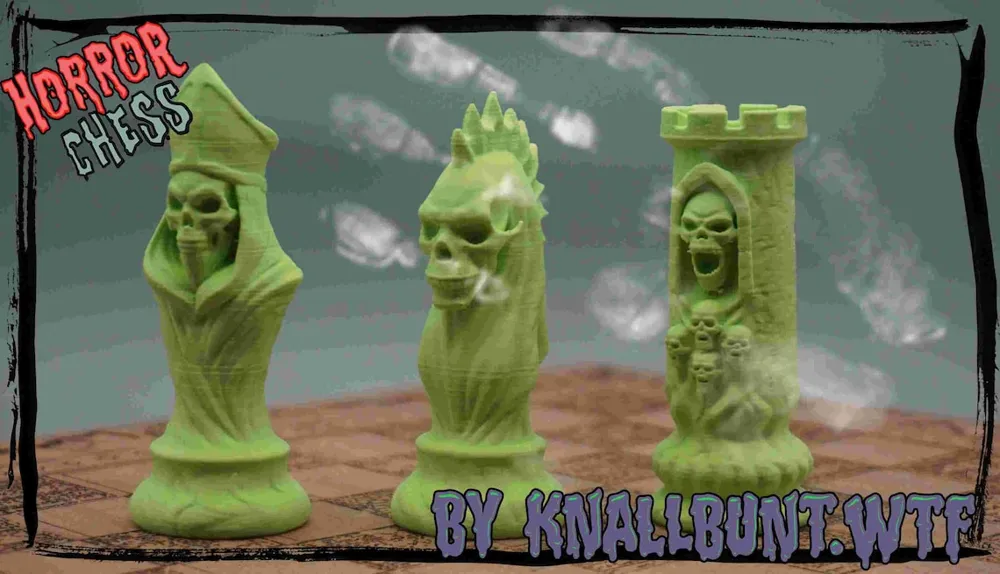 Horror Chess - Set + Bonus Rook - Free 3D Print Model - MakerWorld
