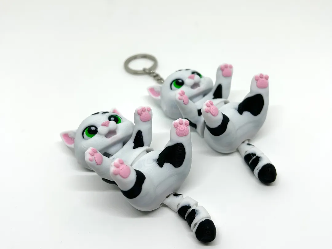 Flexi cute cat - Toy/Keychain - Free 3D Print Model - MakerWorld
