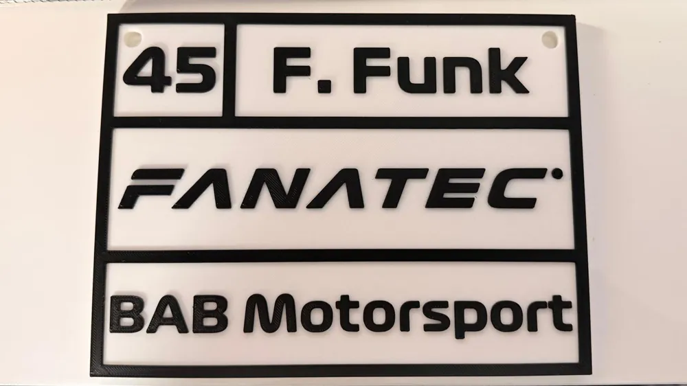 Race Car - GT3 Driver's Plate - Customizable - Free 3D Print Model ...