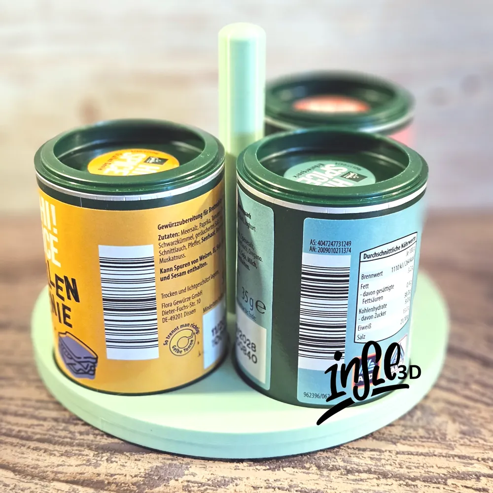 Rotary Spice Rack for 4 Cans (Ø up to 60 mm) - Free 3D Print Model ...