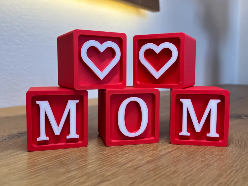 Mother's Day Gift – MOM 3D Cube Set with Heart - Free 3D Print Model ...