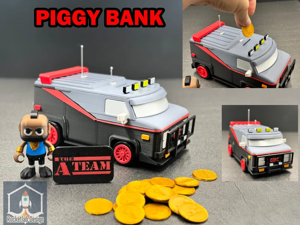 A-Team Van Piggy Bank with Mr. T Minifigure by Rocketlab Design ...
