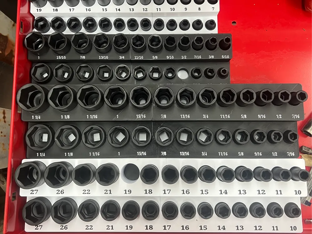 Icon 1/2 and 3/8 impact socket organizer - Free 3D Print Model - MakerWorld