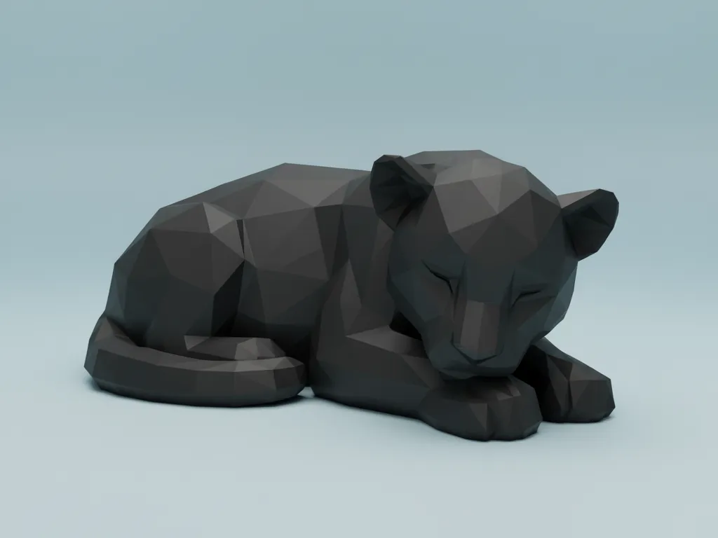 Low Poly Sleeping Baby Panther - Free 3D Print Model - MakerWorld