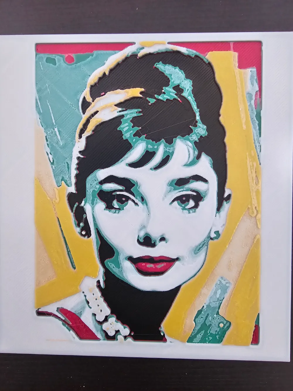 Audrey Hepburn Paint Splatter Hueforge P1S by user_3139020907 - MakerWorld