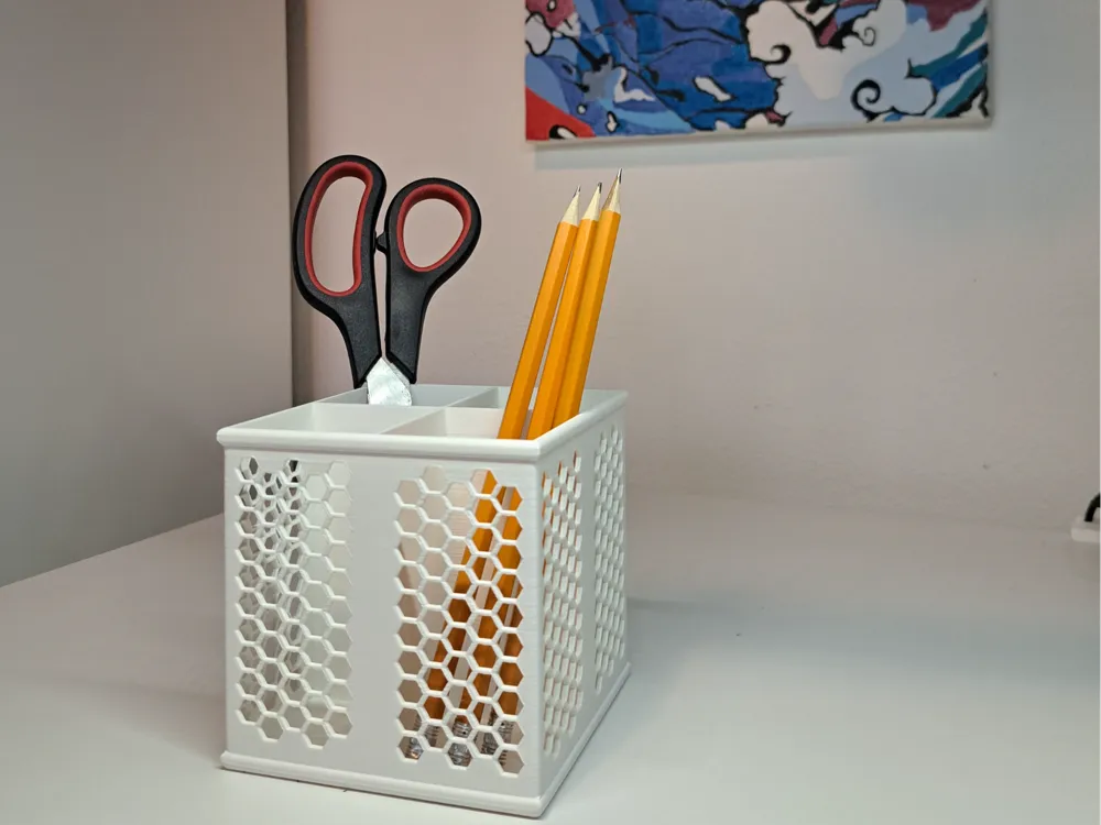 Hexagon Grid Desk Organizer/No supports - Free 3D Print Model - MakerWorld