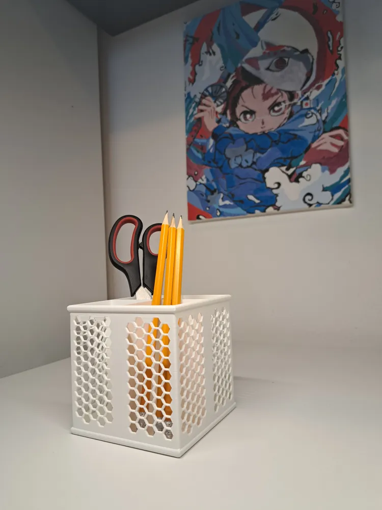 Hexagon Grid Desk Organizer/No supports - Free 3D Print Model - MakerWorld