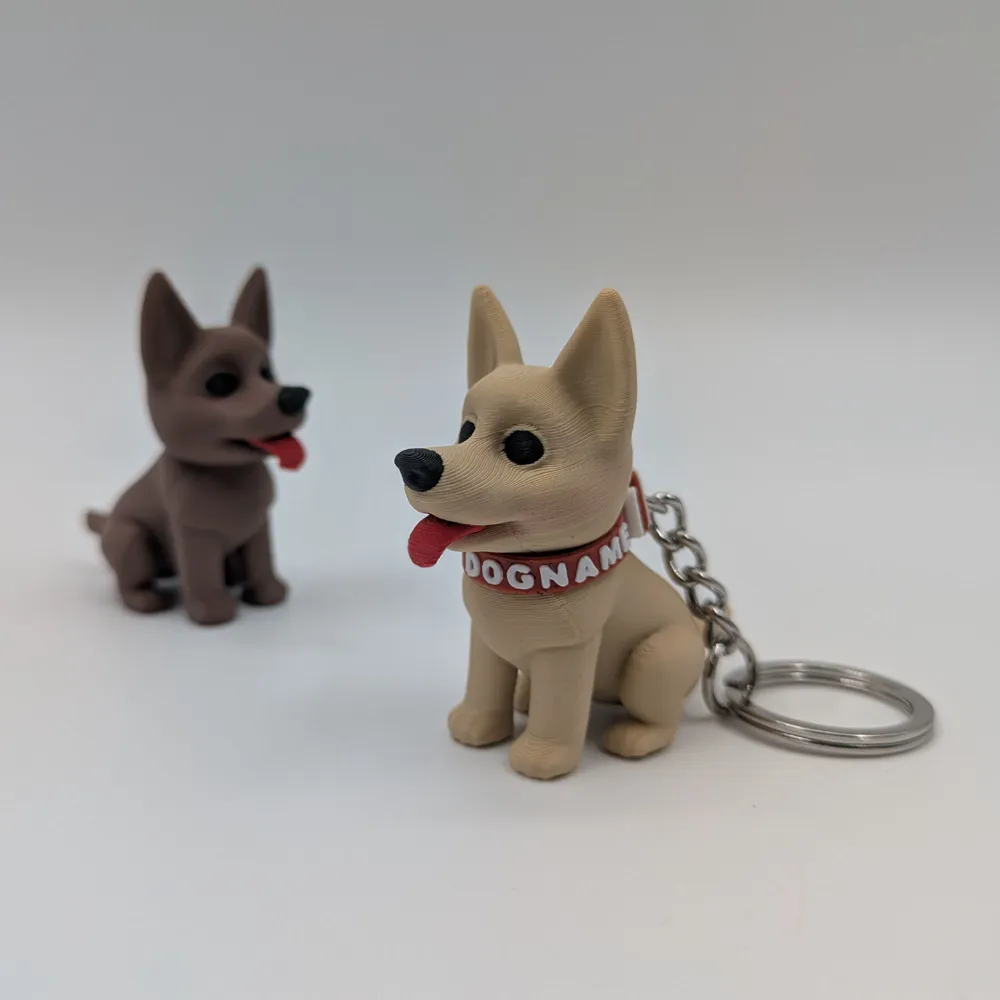 Dog keychain with name collar - Free 3D Print Model - MakerWorld