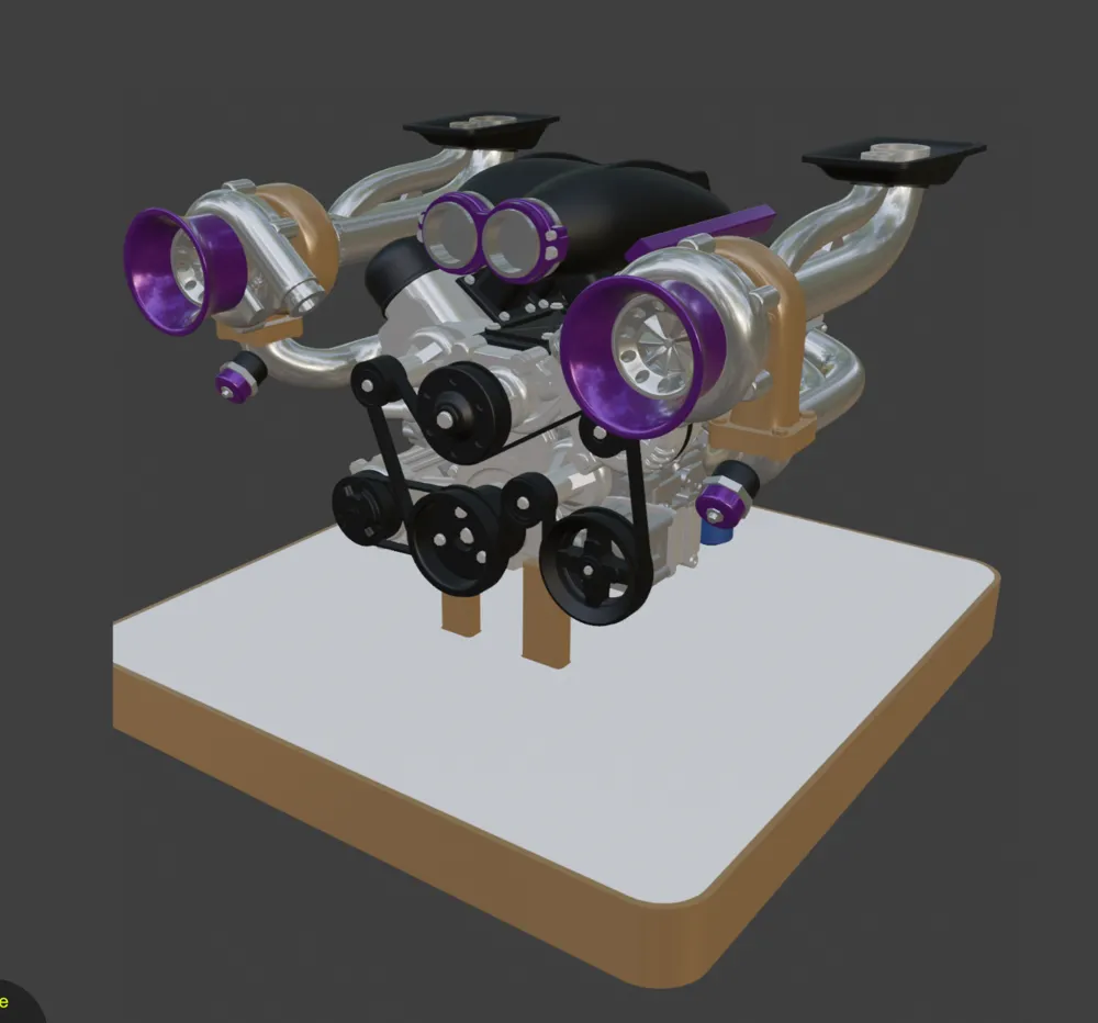 LS V8 Twin Turbo Engine 1/6 Scale - Free 3D Print Model - MakerWorld