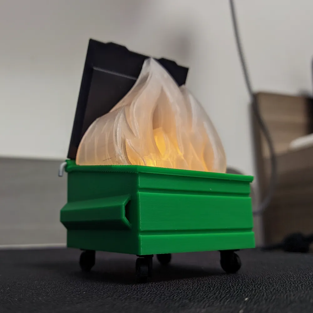 Dumpster Fire LED Tealight Holder - Free 3D Print Model - MakerWorld