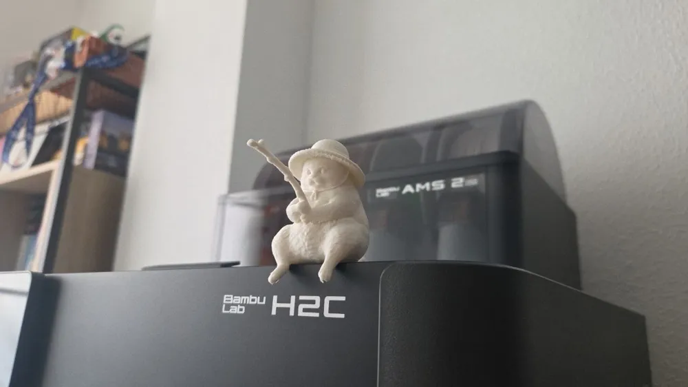 Cute Fishing Cat Monitor & Shelf Sitter - Free 3D Print Model - MakerWorld