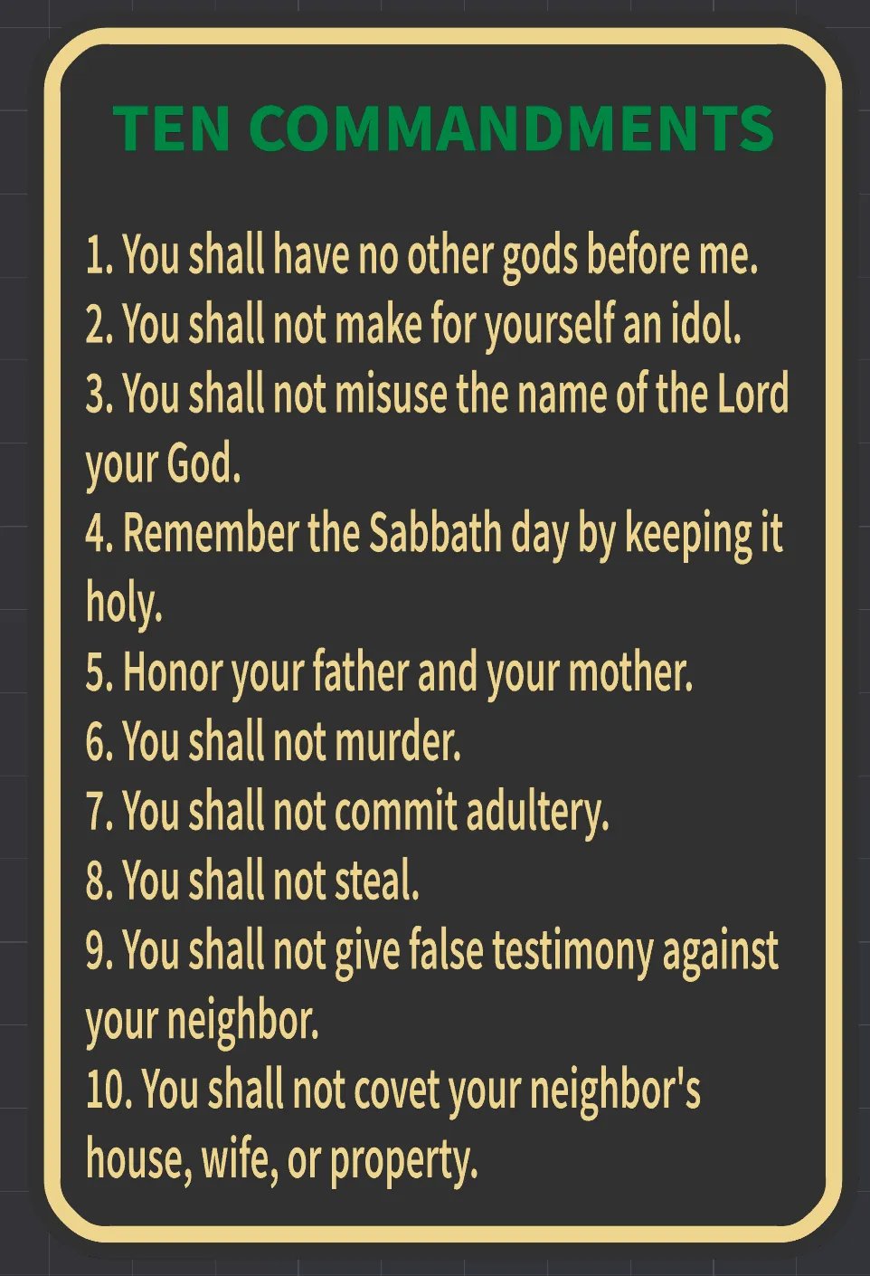 10 COMMANDMENTS PLAQUE by donnie MakerWorld: Download Free 3D Models