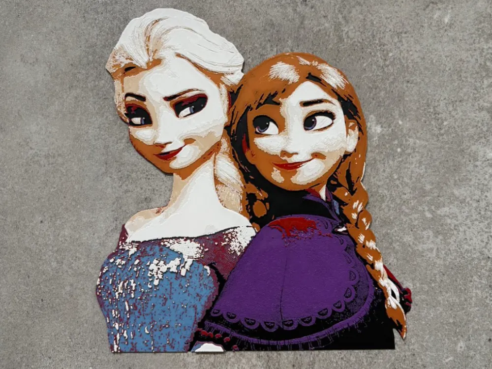 Elsa and Anna Frozen - Hue Forge Wall Art by Chemzy - MakerWorld