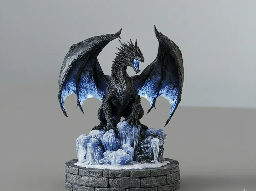 Frostbite Monarch: Ancient Ice Dragon Statue - Free 3D Print Model ...