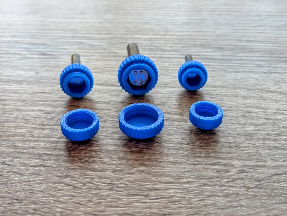 Screw cap bolt knobs for 5/6/8mm bolts by StampyDriver - MakerWorld
