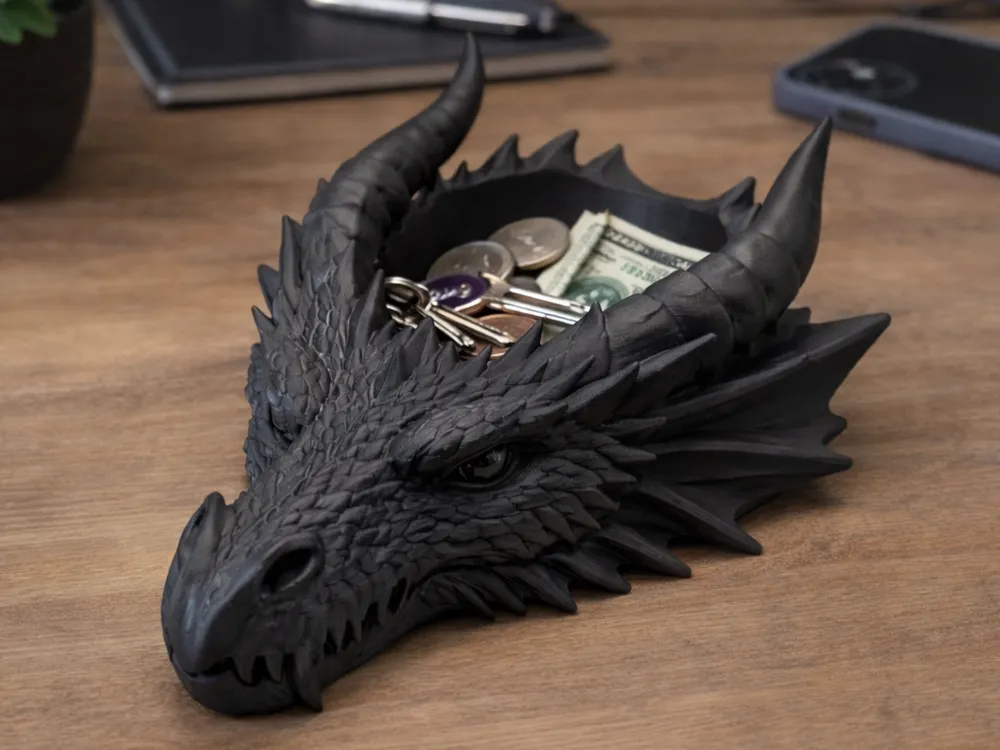 Dragon Head Catchall Tray Desk Entryway Organizer - Free 3D Print Model ...