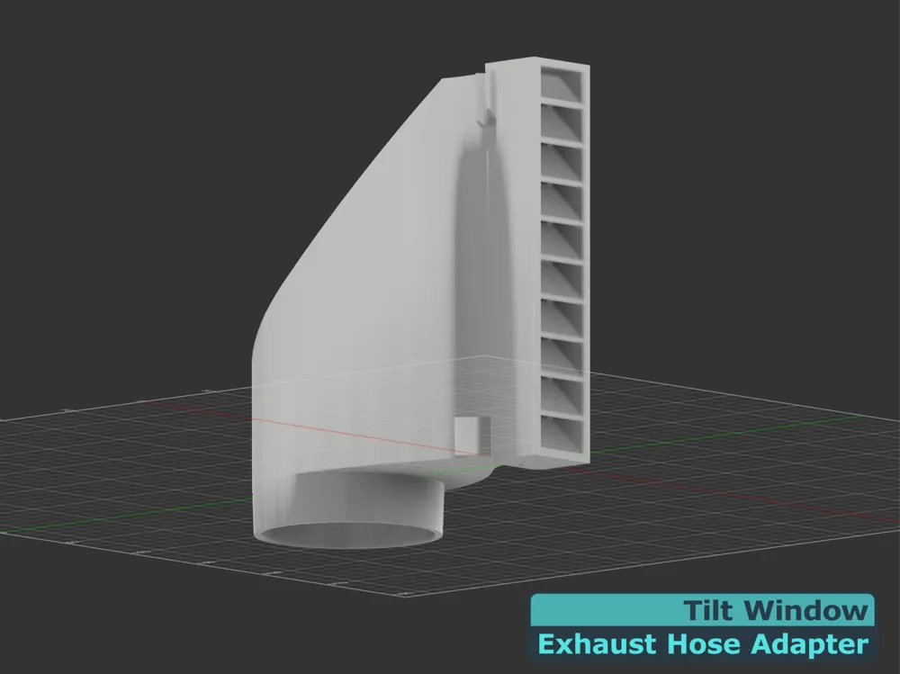 Tilt Window Exhaust Hose Adapter + Louver Front - Free 3D Print Model ...