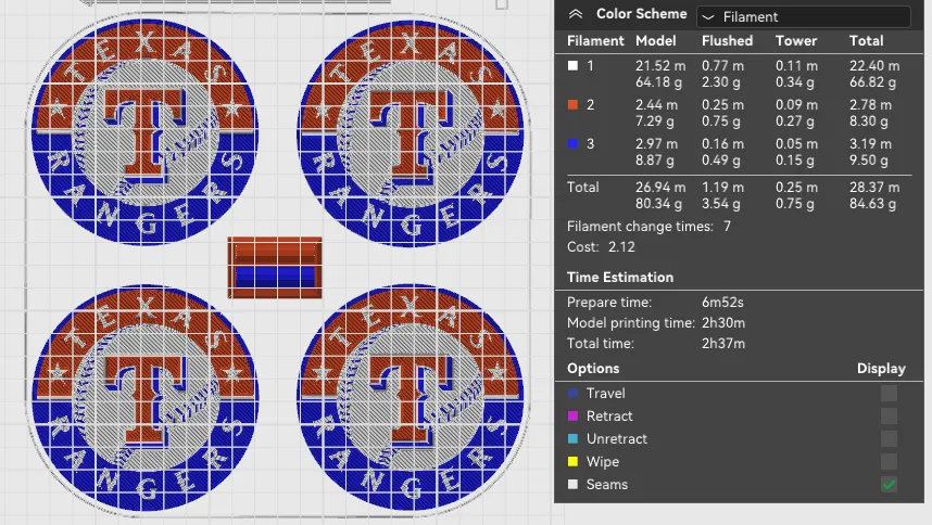 Texas Rangers Coasters set of 4 by CYBR3D - MakerWorld