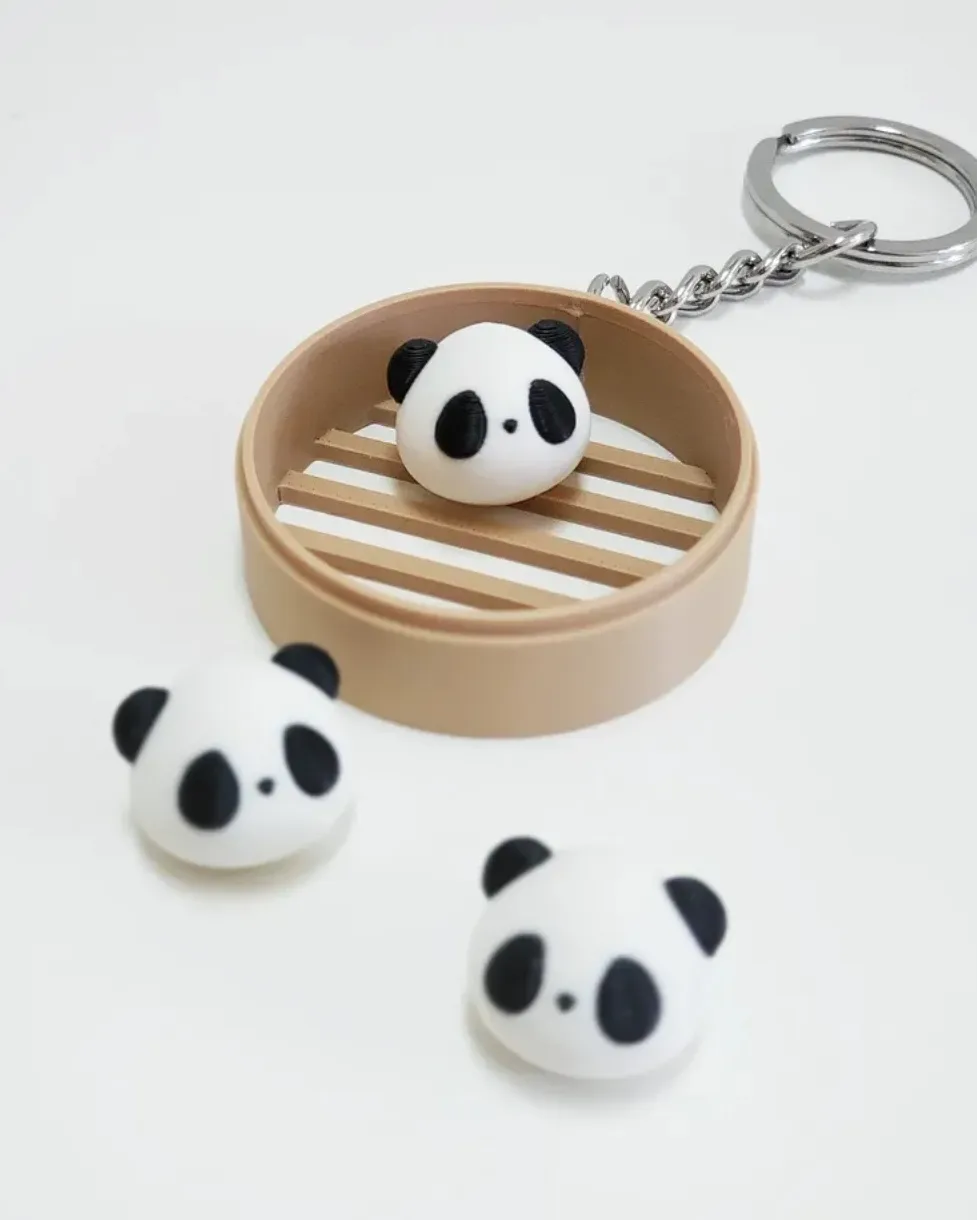 Panda Bun Fidget Keychain (Dim Sum) - Free 3D Print Model - MakerWorld
