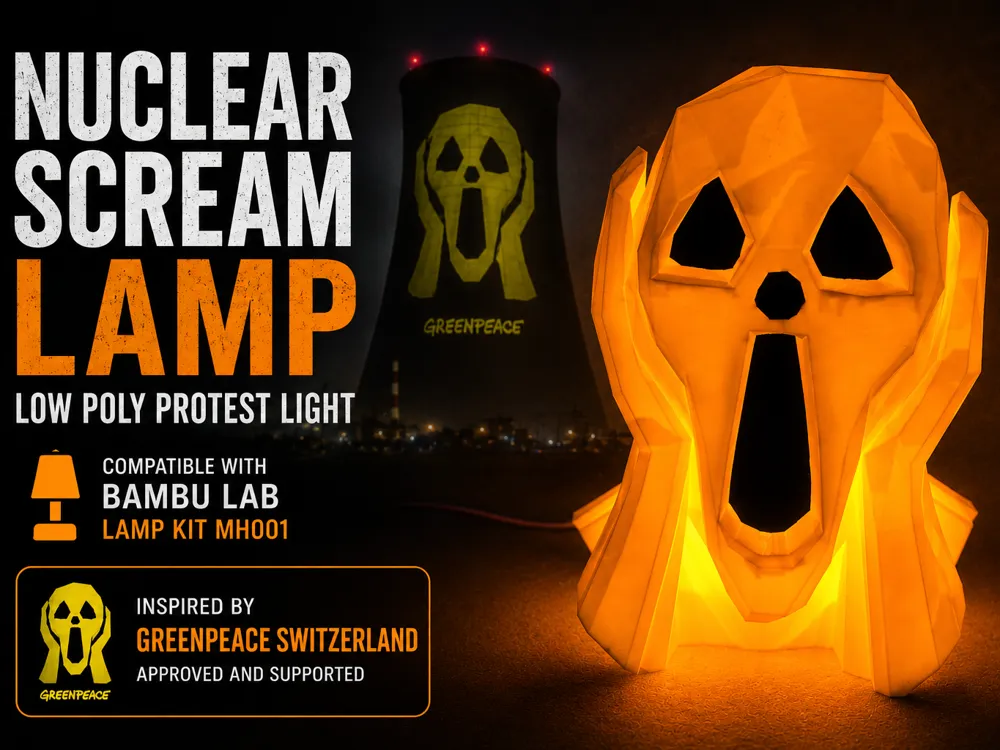 Greenpeace - Nuclear Scream Low Poly Lamp - Free 3D Print Model ...