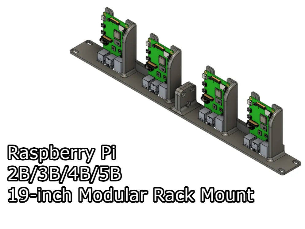 Raspberry Pi 2/3B/4B/5B 19-inch Modular Rack Mount by Mauker MakerWorld ...