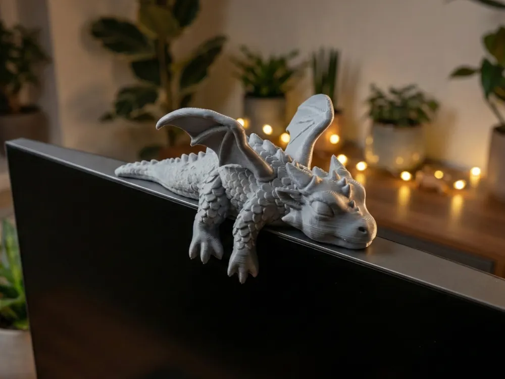 Sleeping Bezel Dragon Monitor - Free 3D Print Model - MakerWorld