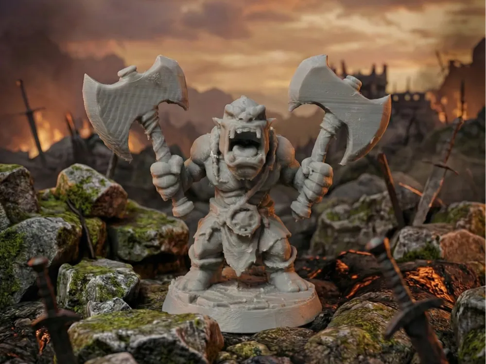 Orc Berserker - Dual Axes (Heroic Scale) – Kostenloses 3D-Druckmodell ...