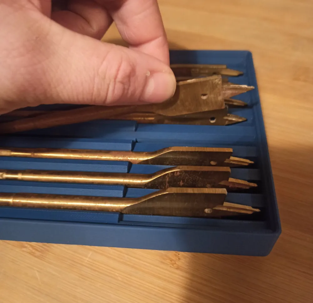 Gridfinity Bin for 150mm Spade Drill Bits by Behemothokun - MakerWorld