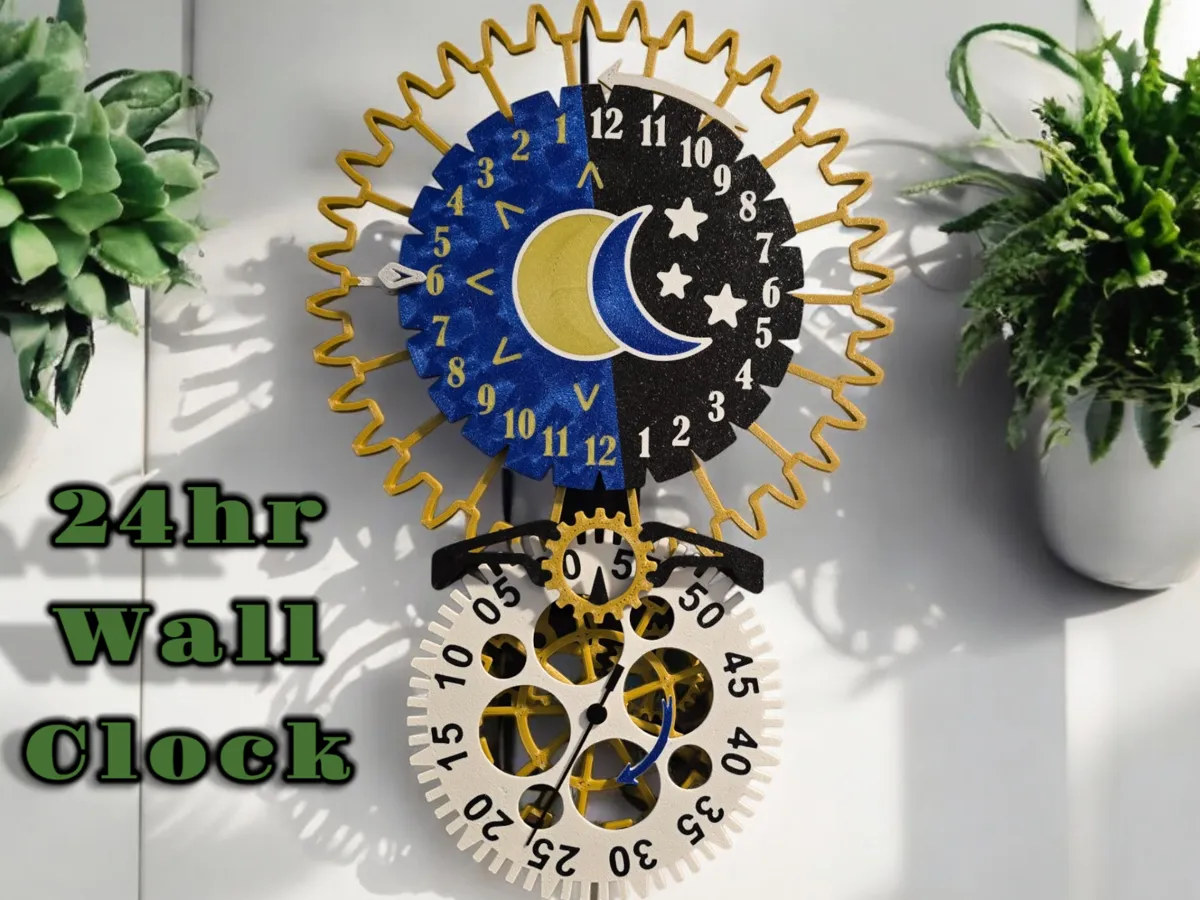 24 Hour wall Clock has AM and PM sides - Free 3D Print Model - MakerWorld