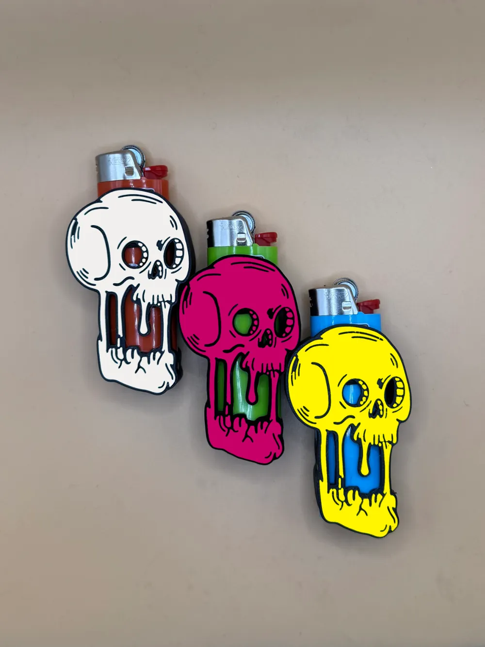 Melting Skull lighter case by BatChips MakerWorld: Download Free 3D Models