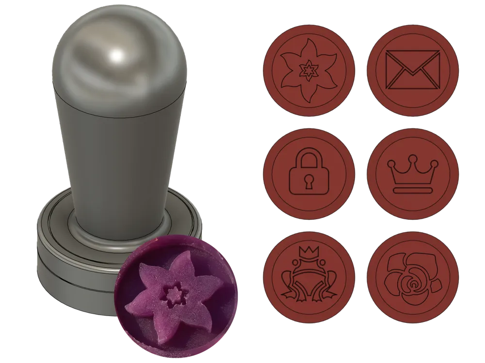 Swappable Wax Stamp (parametric) - Free 3D Print Model - MakerWorld