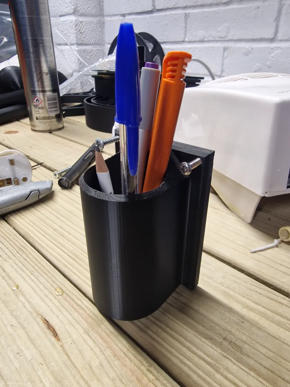 Wall mount storage pot for cable ties, pens etc by Mike_N - MakerWorld