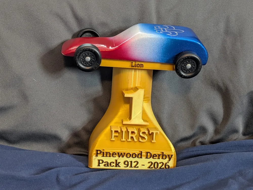 Pinewood Derby Place Trophies - Free 3D Print Model - MakerWorld