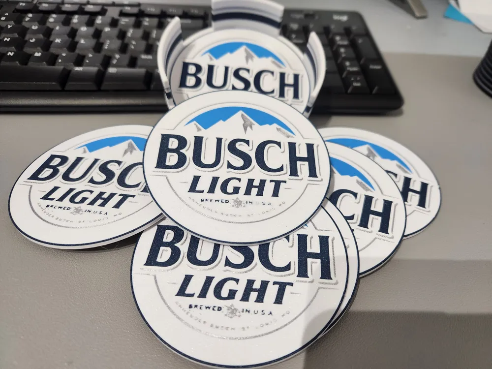 Busch light coasters and caddy - Free 3D Print Model - MakerWorld