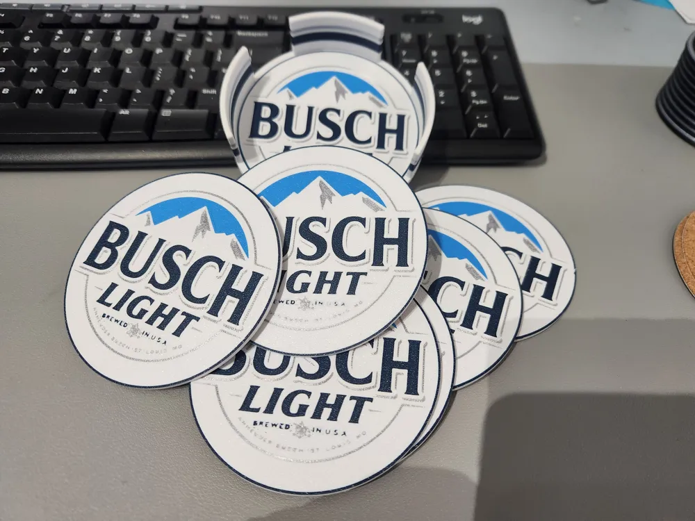 Busch light coasters and caddy - Free 3D Print Model - MakerWorld