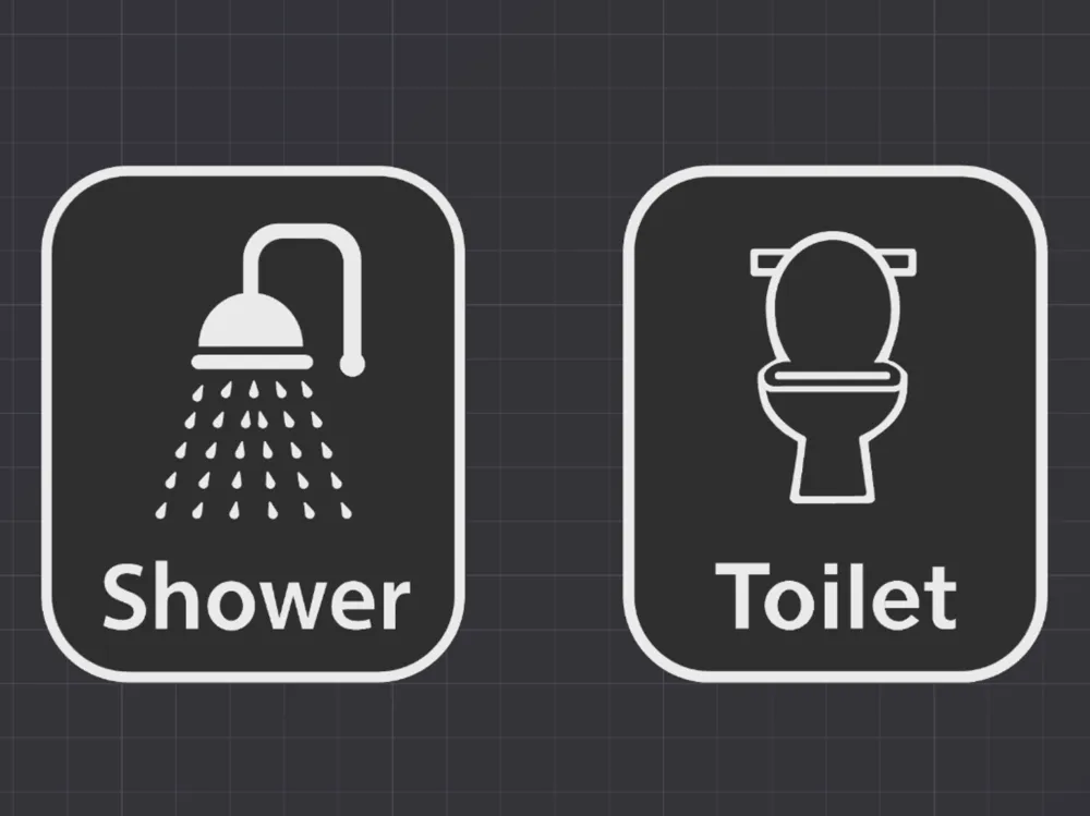 Shower & Toilet Door Sign - Free 3D Print Model - MakerWorld