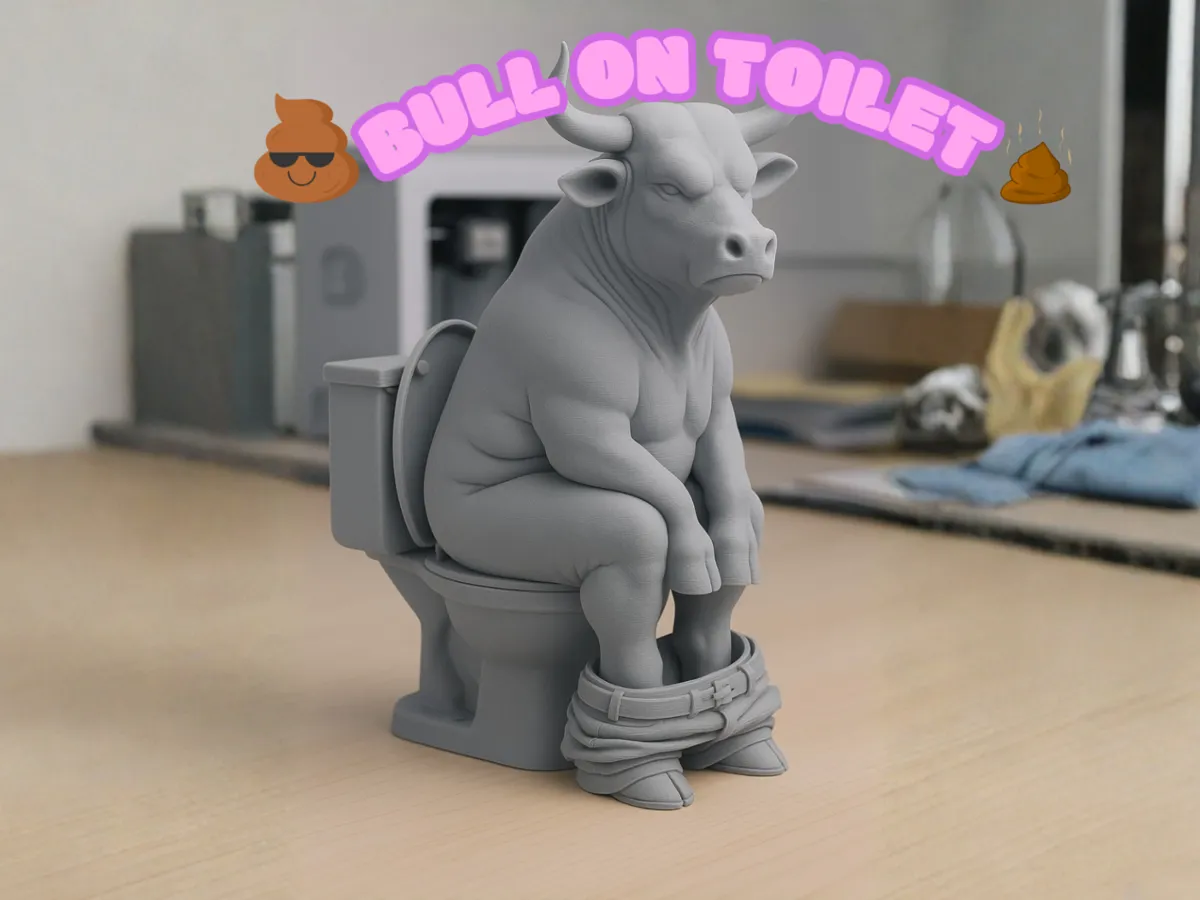 Bull on toilet - Free 3D Print Model - MakerWorld