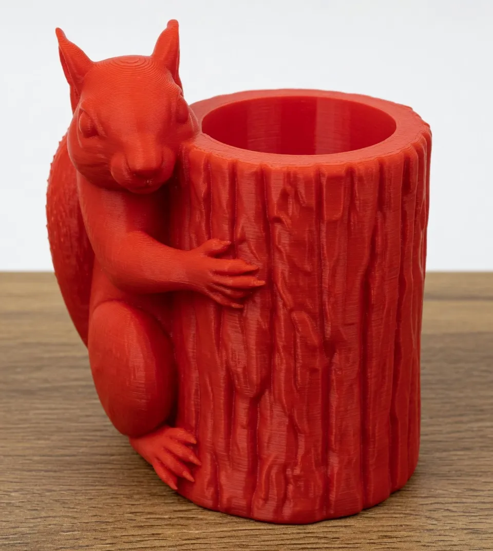 Cute Squirrel Hugging Tree Pencil Holder - Free 3D Print Model - MakerWorld