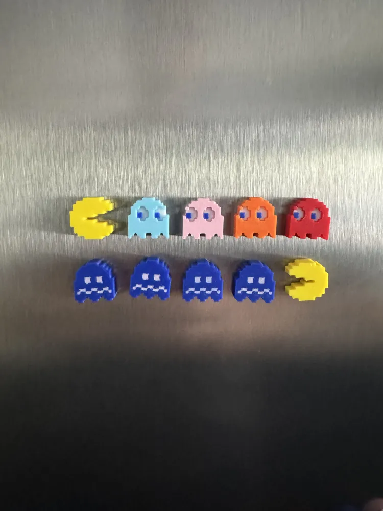 Pac-Man Magnet Set 6x3mm - Free 3D Print Model - MakerWorld