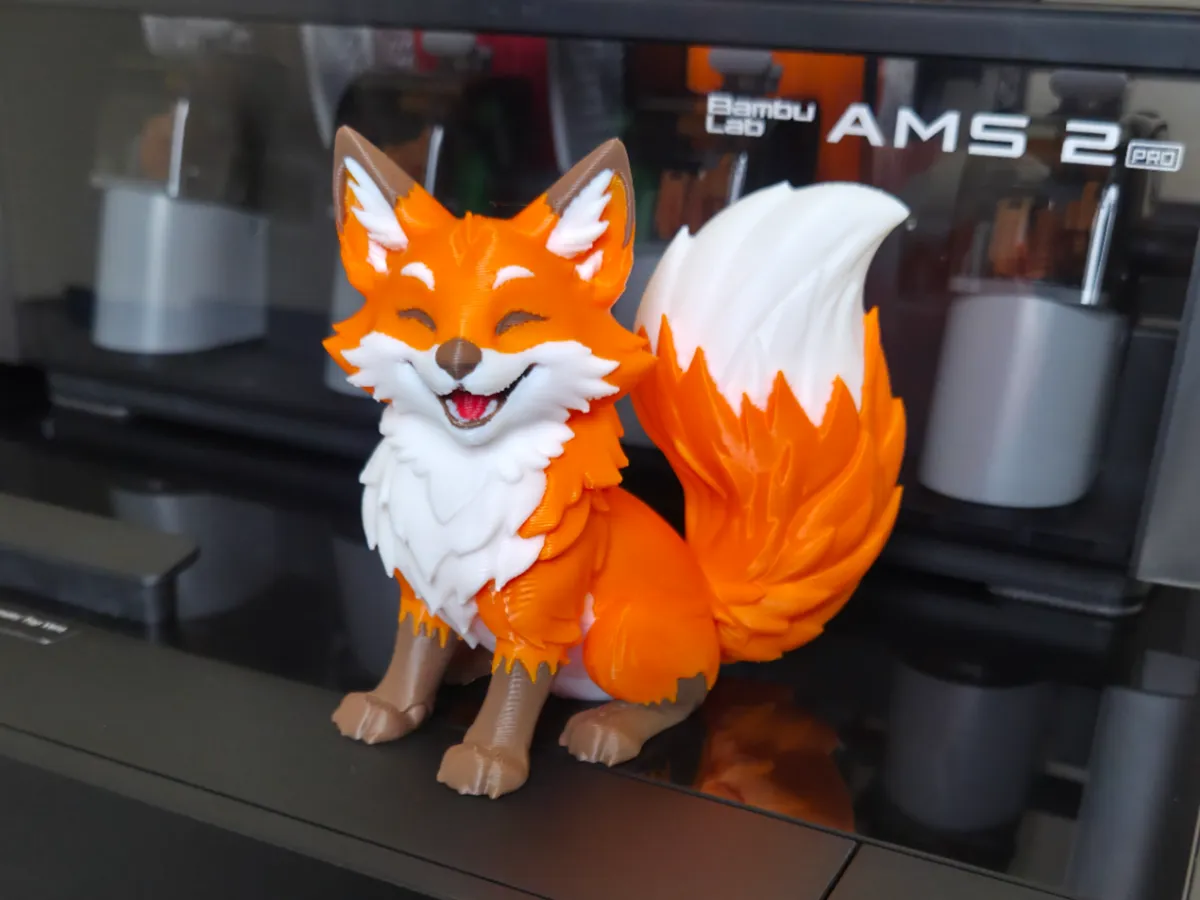Cute Happy Fox (Multi Color) - Free 3D Print Model - MakerWorld
